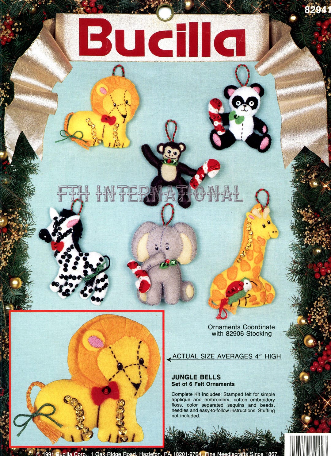 Bucilla Jungle Bells 6 Pce Felt Christmas Ornament Kit 82941 DIY - Etsy