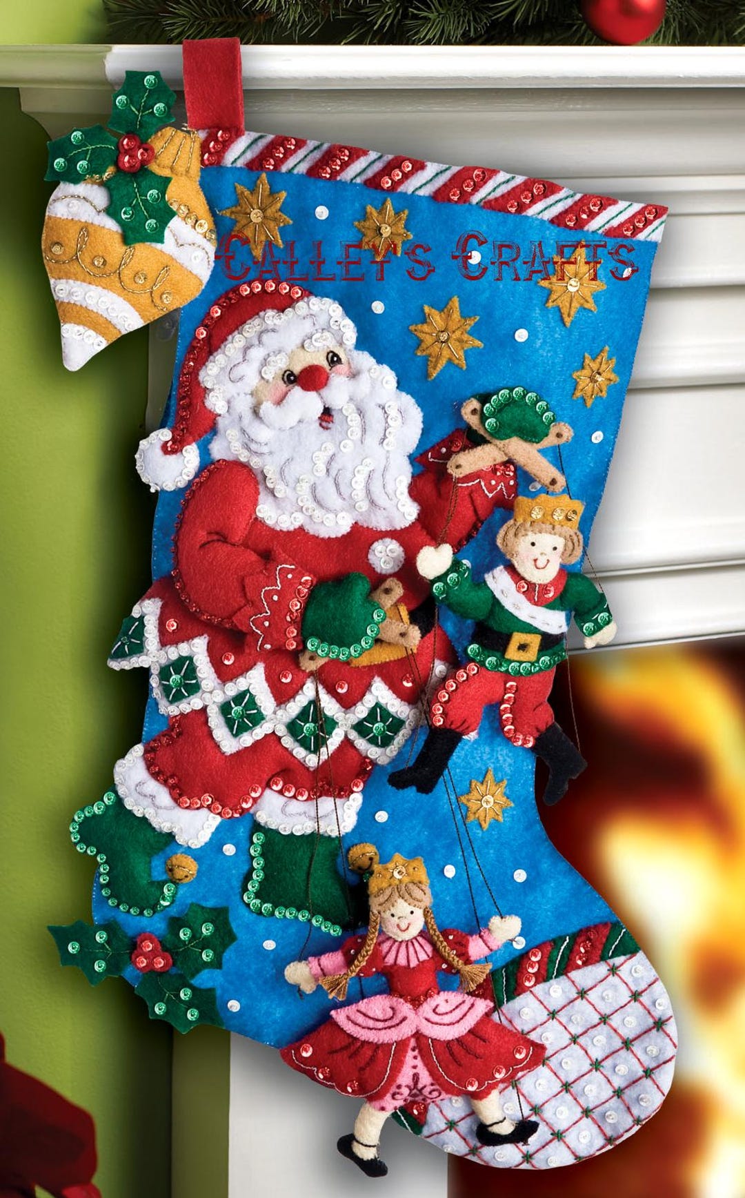 Bucilla Christmas Puppet Show 18 Felt Stocking Kit 86327, Santa, Dolls ...