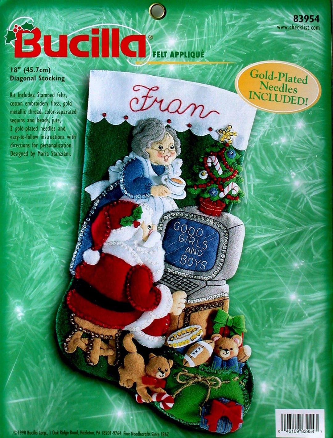 Www.checklist.com 18" Bucilla Felt Christmas Stocking Kit #83954, Santa ...