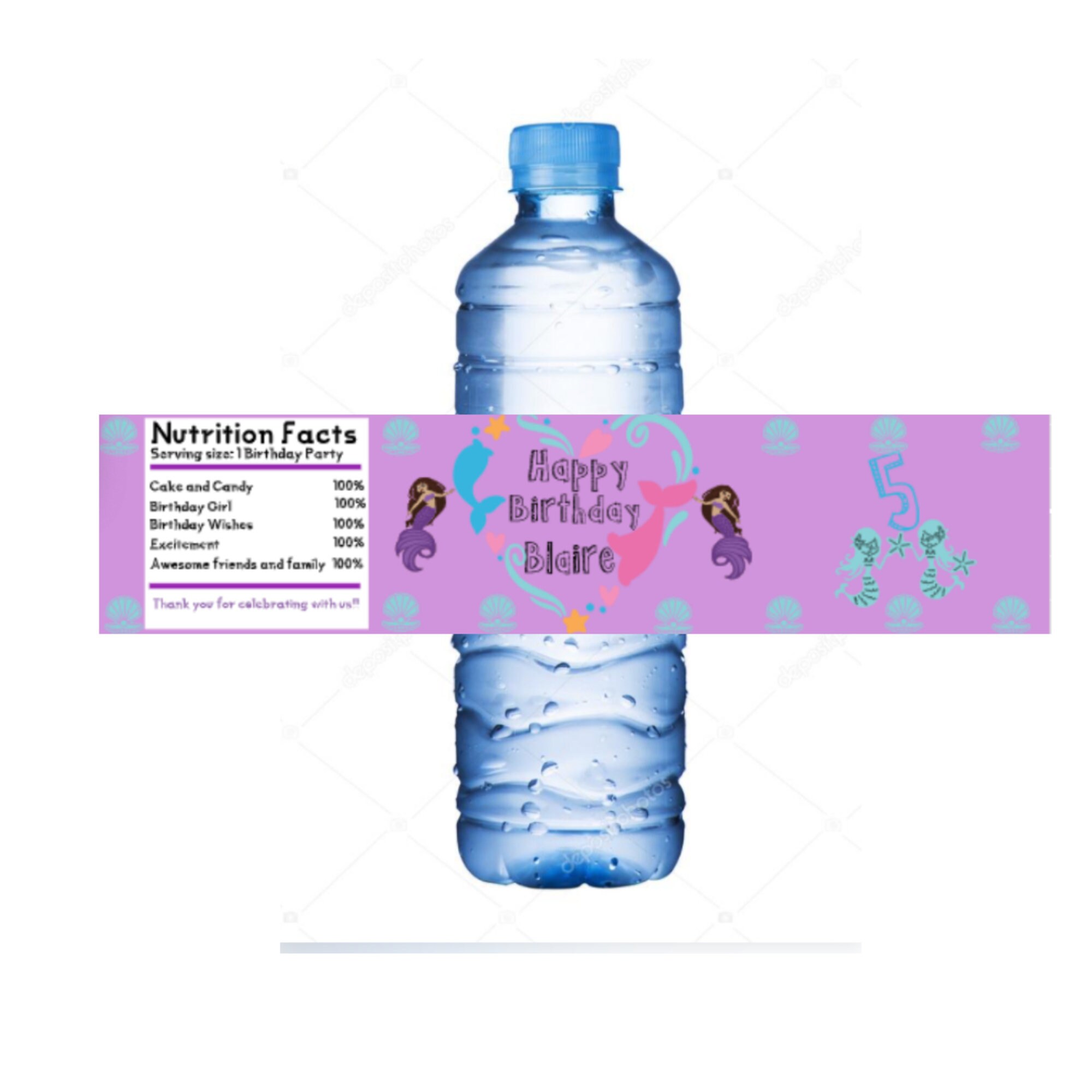 Mermaid Birthday Water Bottle Stickers - Etsy