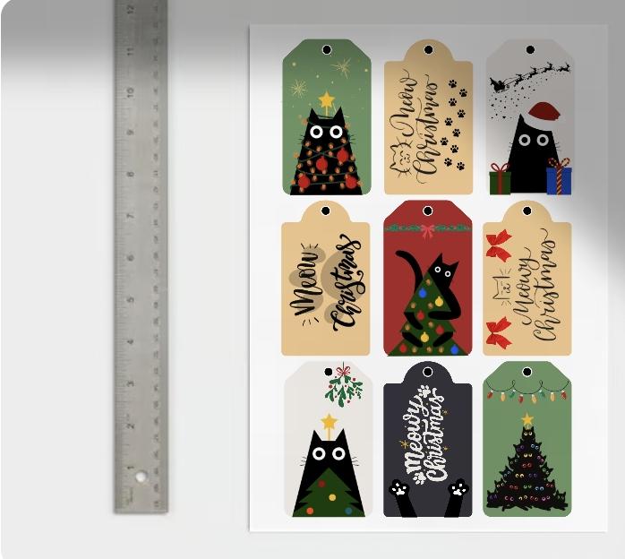 Printable Christmas Cat Gift Tags, Holiday Kitty Designs (A4 PDF) - Etsy