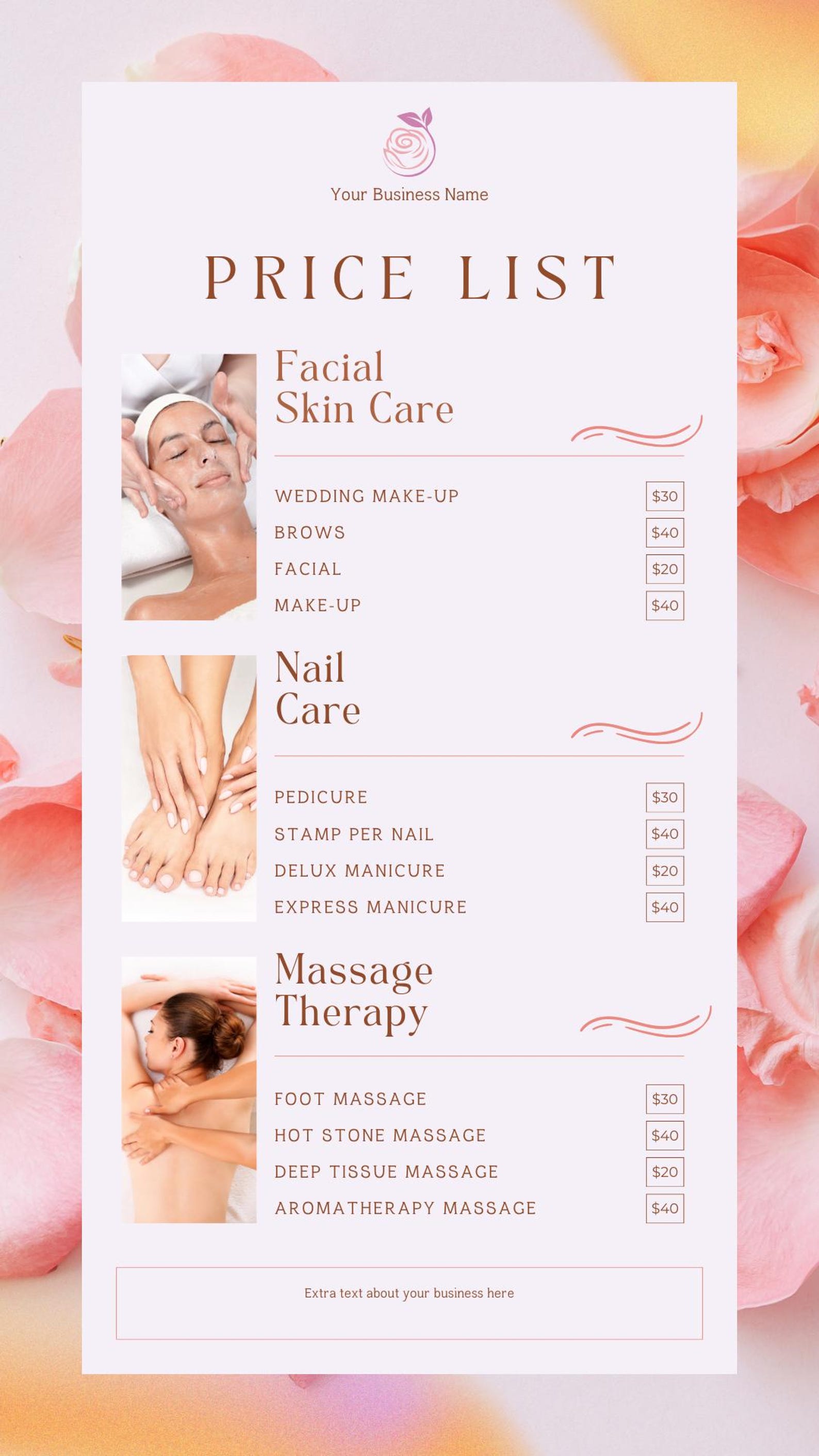 Editable Salon Price List Template: Beauty Business Canva Sign (digital ...
