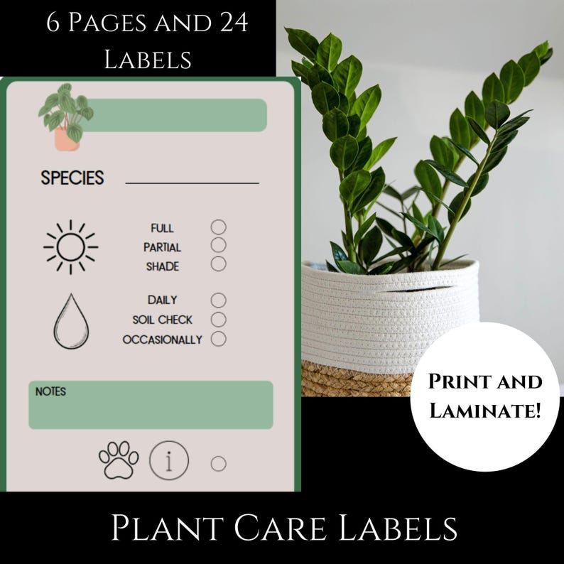 Plant Care Printable Tags, Editable Plant Labels PDF, Houseplant Care ...