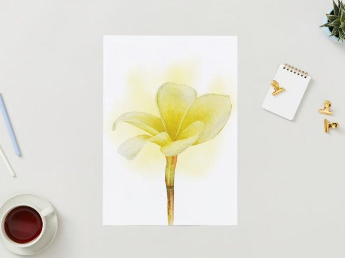 Watercolor Frangipani Print: Tropical Floral Wall Art (digital Download ...