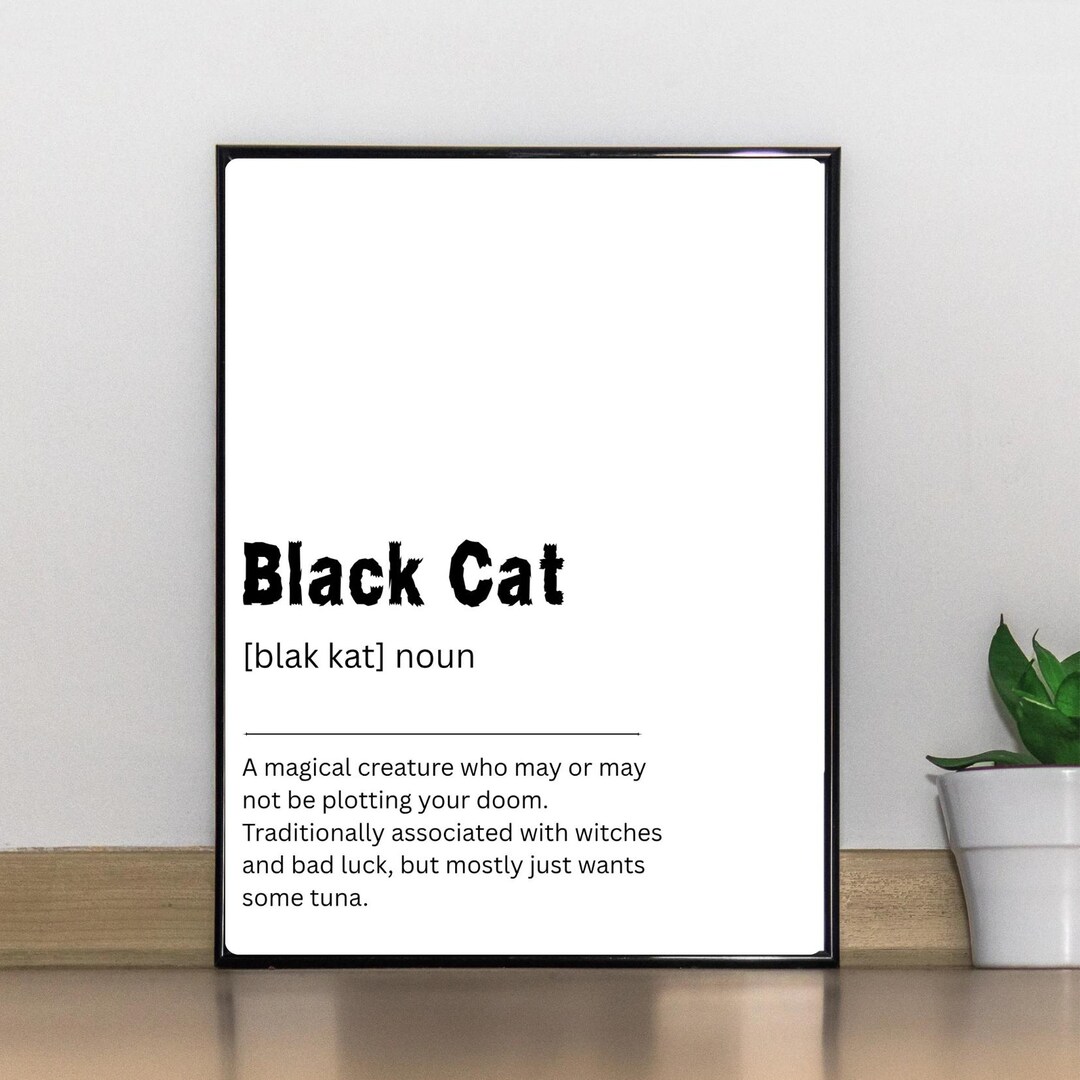 Lustige schwarze Katzen Wand Kunst Print | Katzenliebhaber Definition ...
