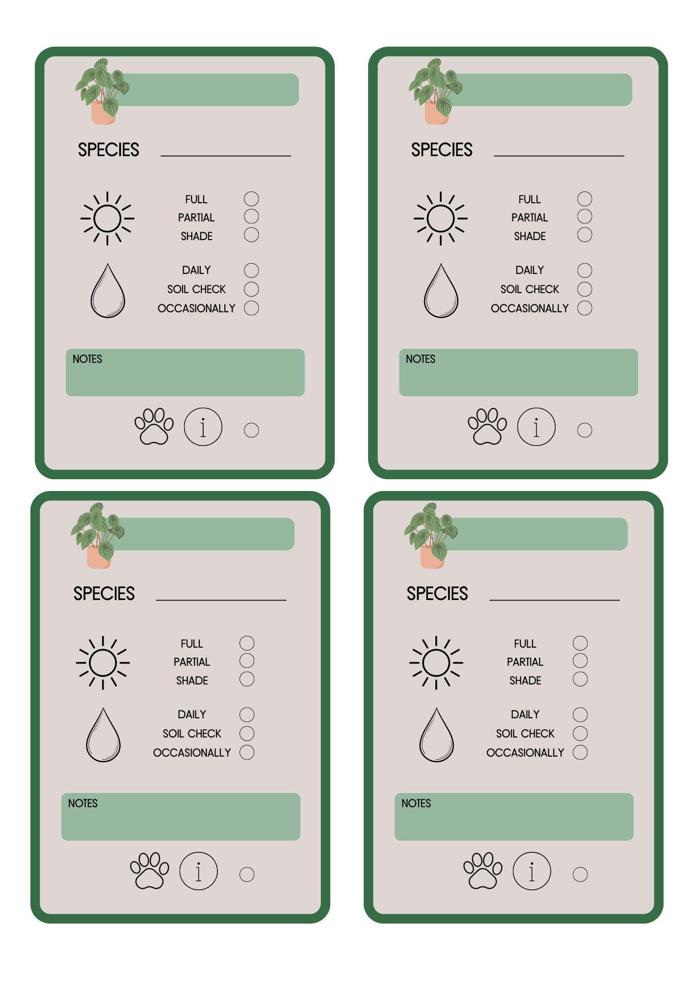 Plant Care Printable Tags, Editable Plant Labels PDF, Houseplant Care ...