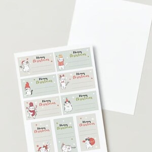 Printable Christmas Cat Gift Tags, Holiday Kitty Design (digital ...