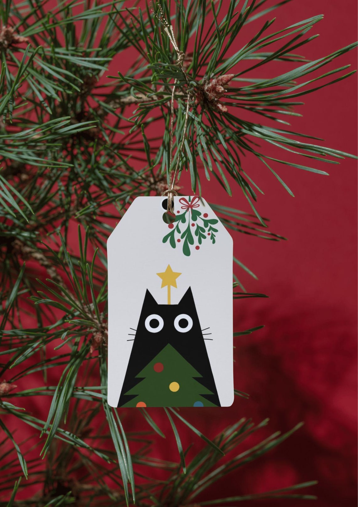 Printable Christmas Cat Gift Tags, Digital Christmas Gift Tags, Cat ...