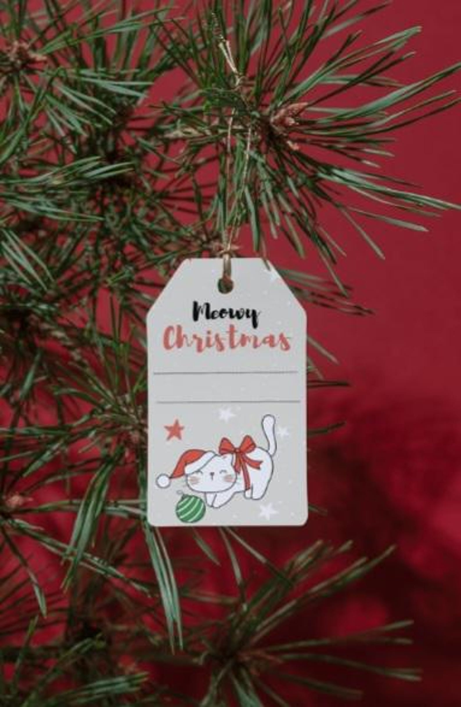 Printable Christmas Cat Gift Tags, Holiday Kitty Design (digital ...