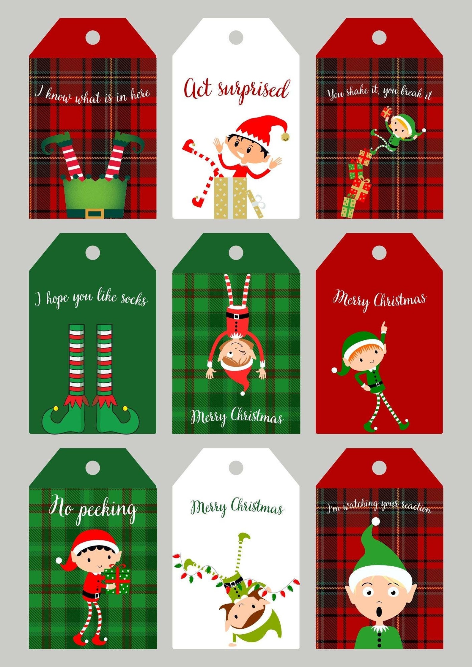 Printable Christmas Elf Gift Tags, Funny Holiday Stocking Stuffers ...