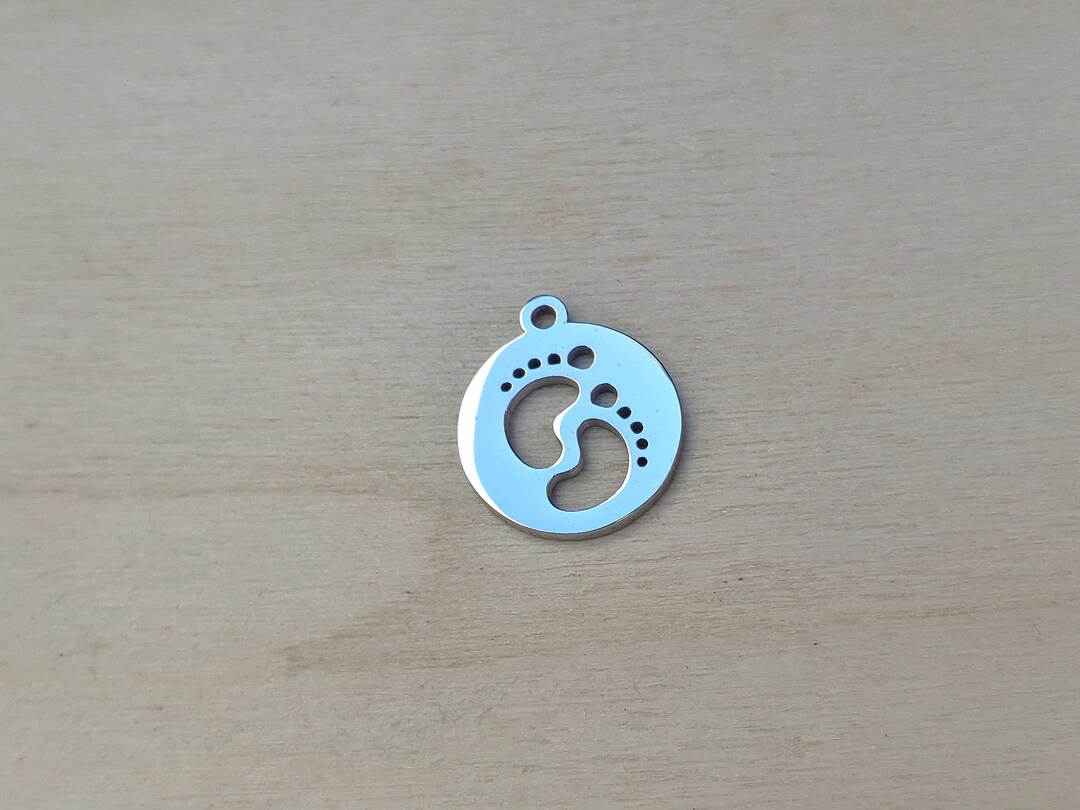 Silver Baby Feet Charm - Silver Stainless Steel No Tarnish Small Feet ...