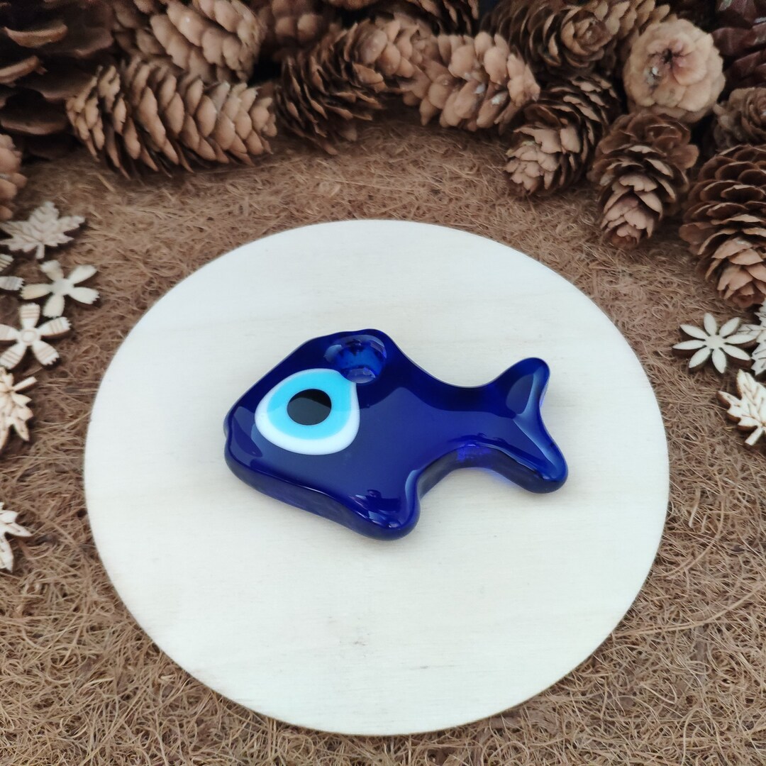 Evil Eye Fish Figure - 8 CM Nazar Fish Amulet Glass Evil Eye Wall ...