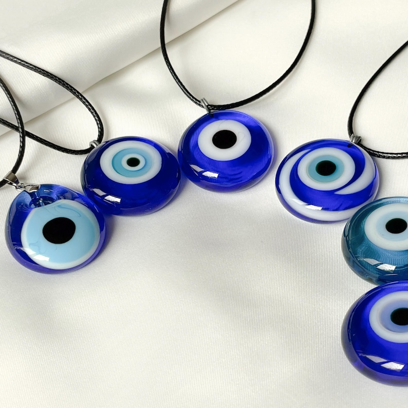 Glasaugen Halskette - Einzigartige Blaue Evil Eye Halskette - Schwarzer ...