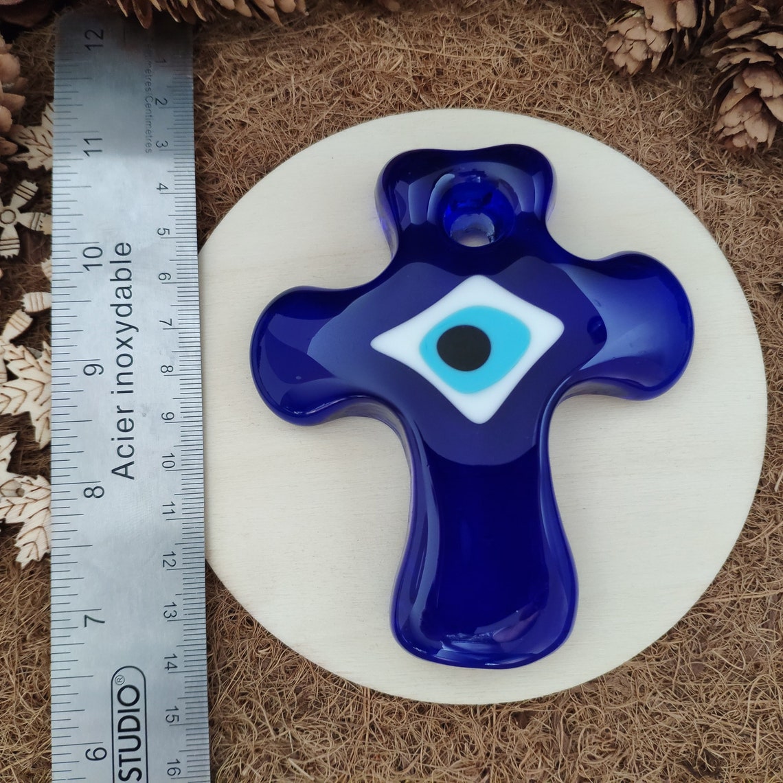 Evil Eye Cross Figure - 11.5 CM 8 CM Nazar Cross Wall Hanging - Cross ...