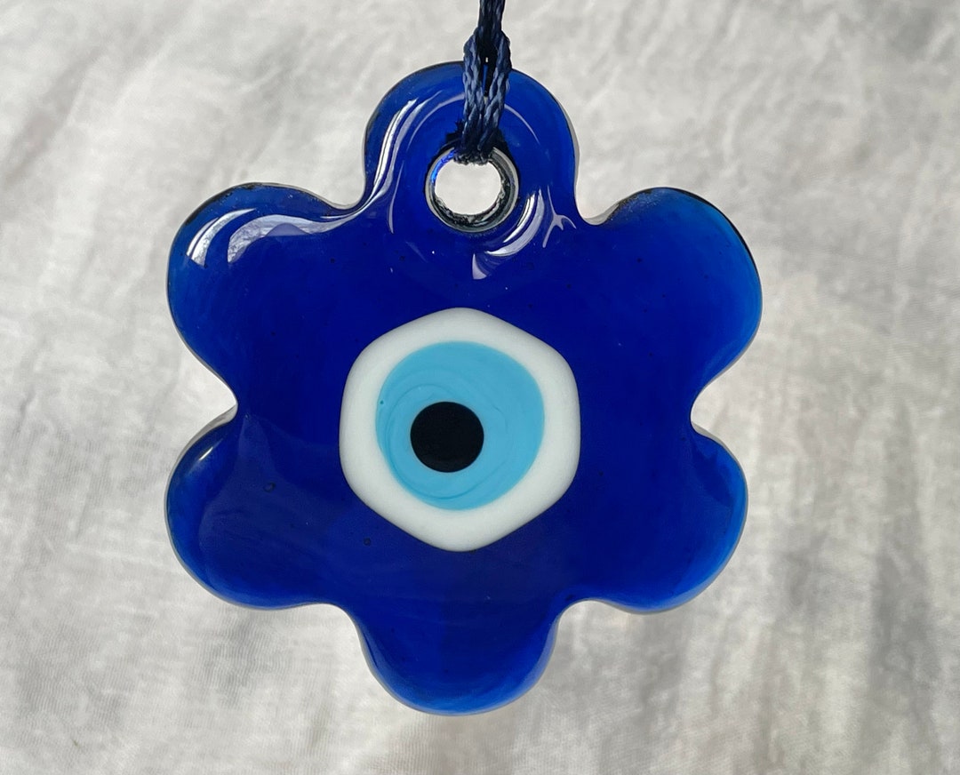 Evil Eye Flower Figure - 10.5 CM Glass Nazar Flower Wall Hanging ...