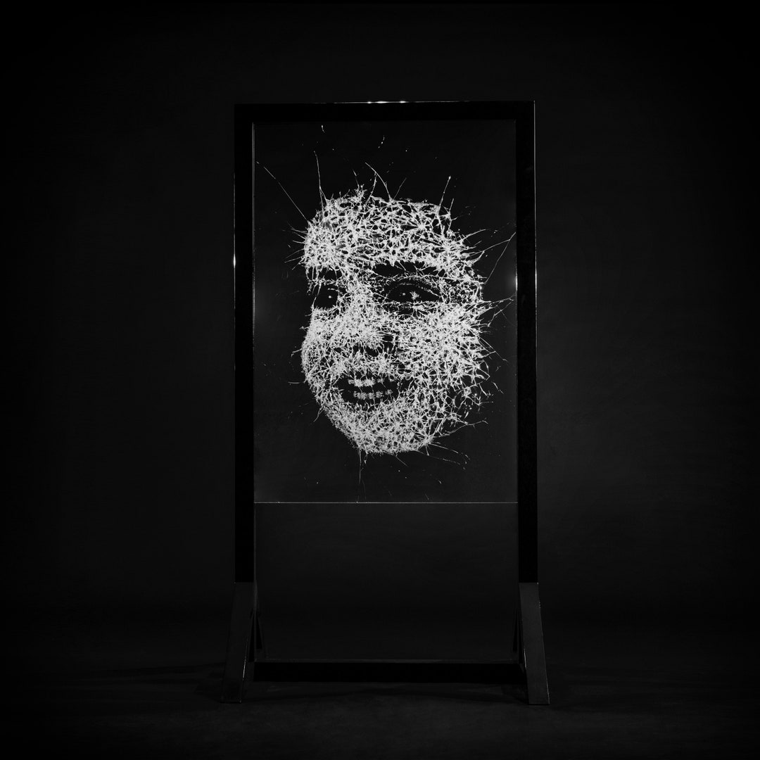 Custom Glass Shattered Portrait Art Customizable Broken Glass Art Unique And Personalized T