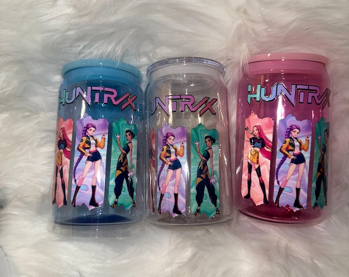 16oz Plastic Libbey Clear Cup Huntrx Mira Zoey Rumi Demon Hunters K-pop ...