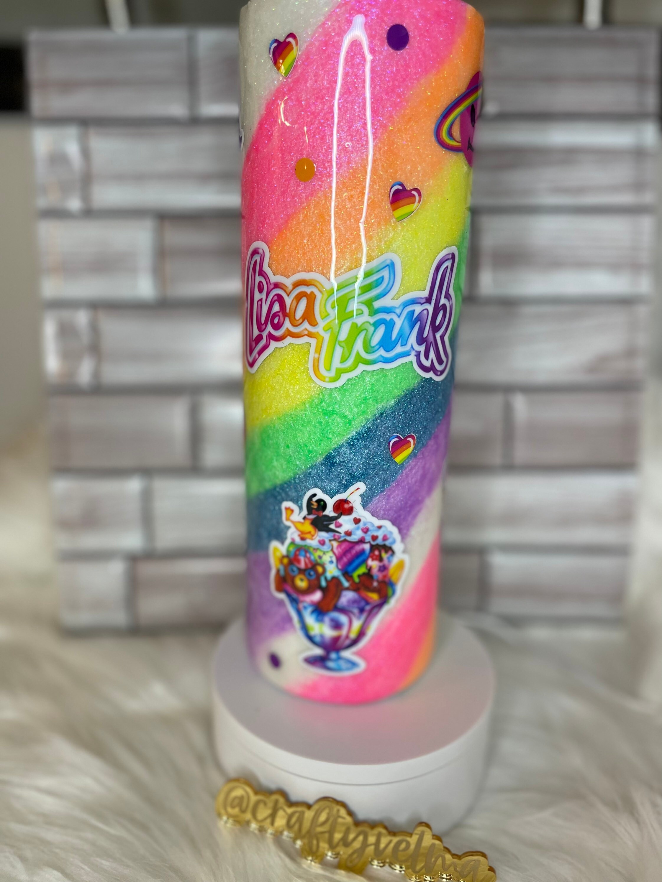 30oz Lisa Frank Rainbow Tumbler Hot/cold Drinks Cup Glitter Epoxy - Etsy