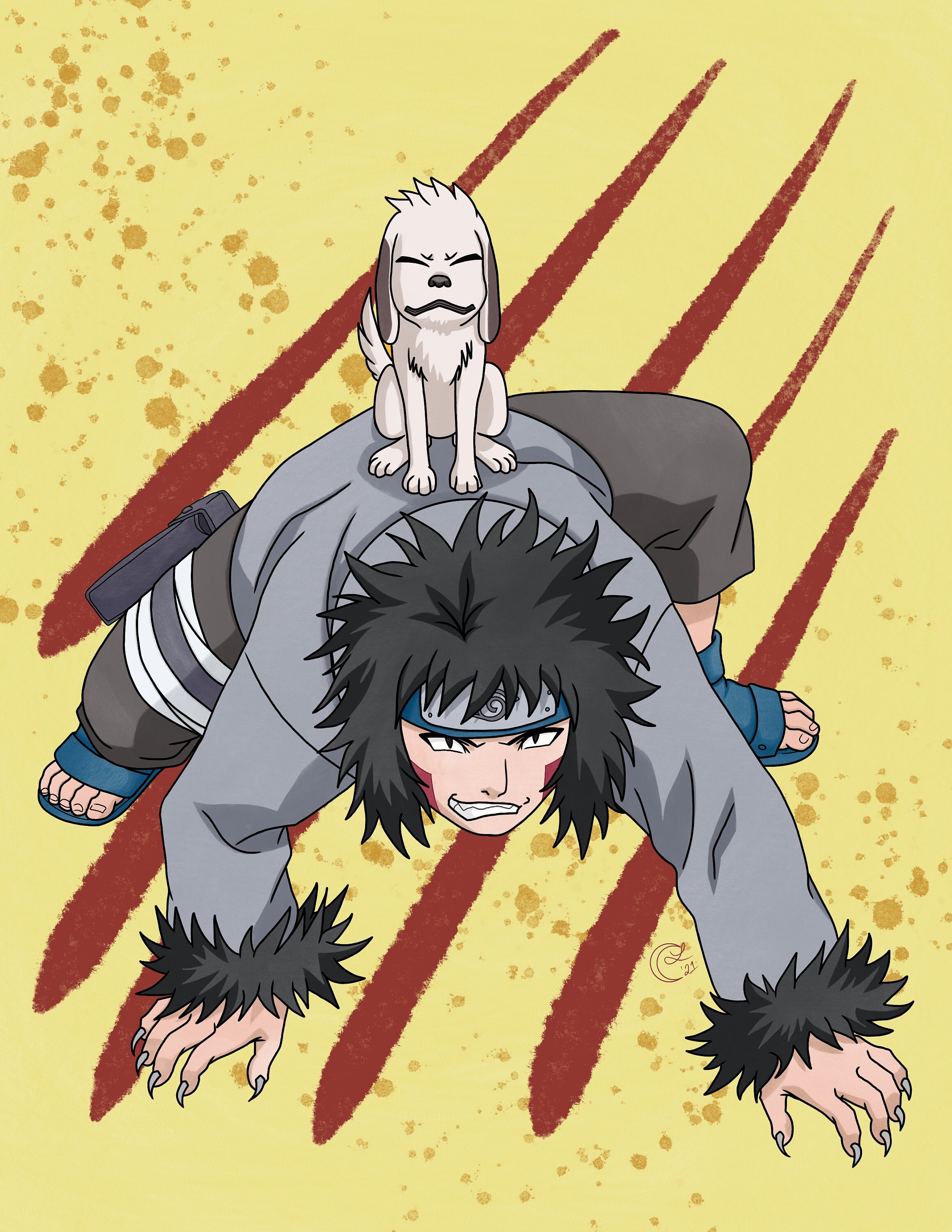 Kiba And Akamaru Fang Over Fang