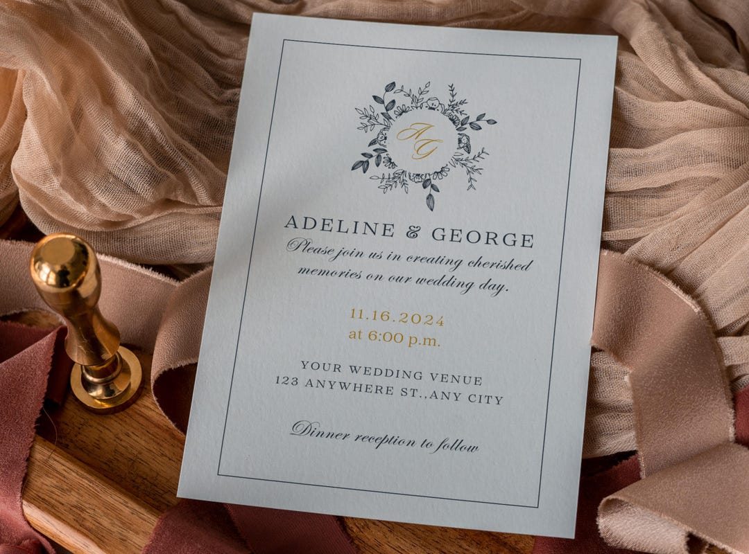Cottagecore Wedding Invitation Template, Blue and Yellow Fairytale ...