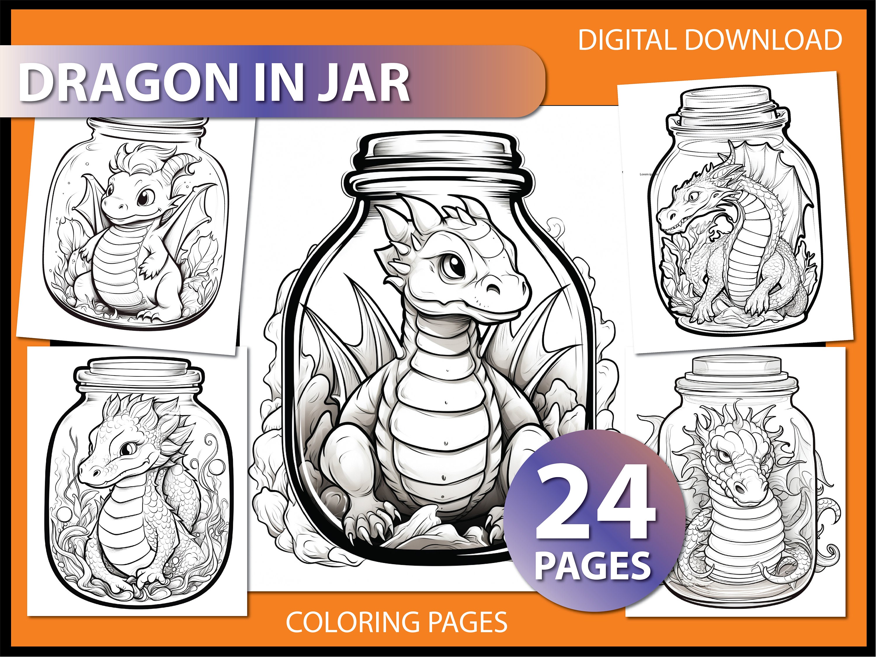 Dragon in a Jar: Adult Coloring Page Coloring Pages Adult Dragon ...