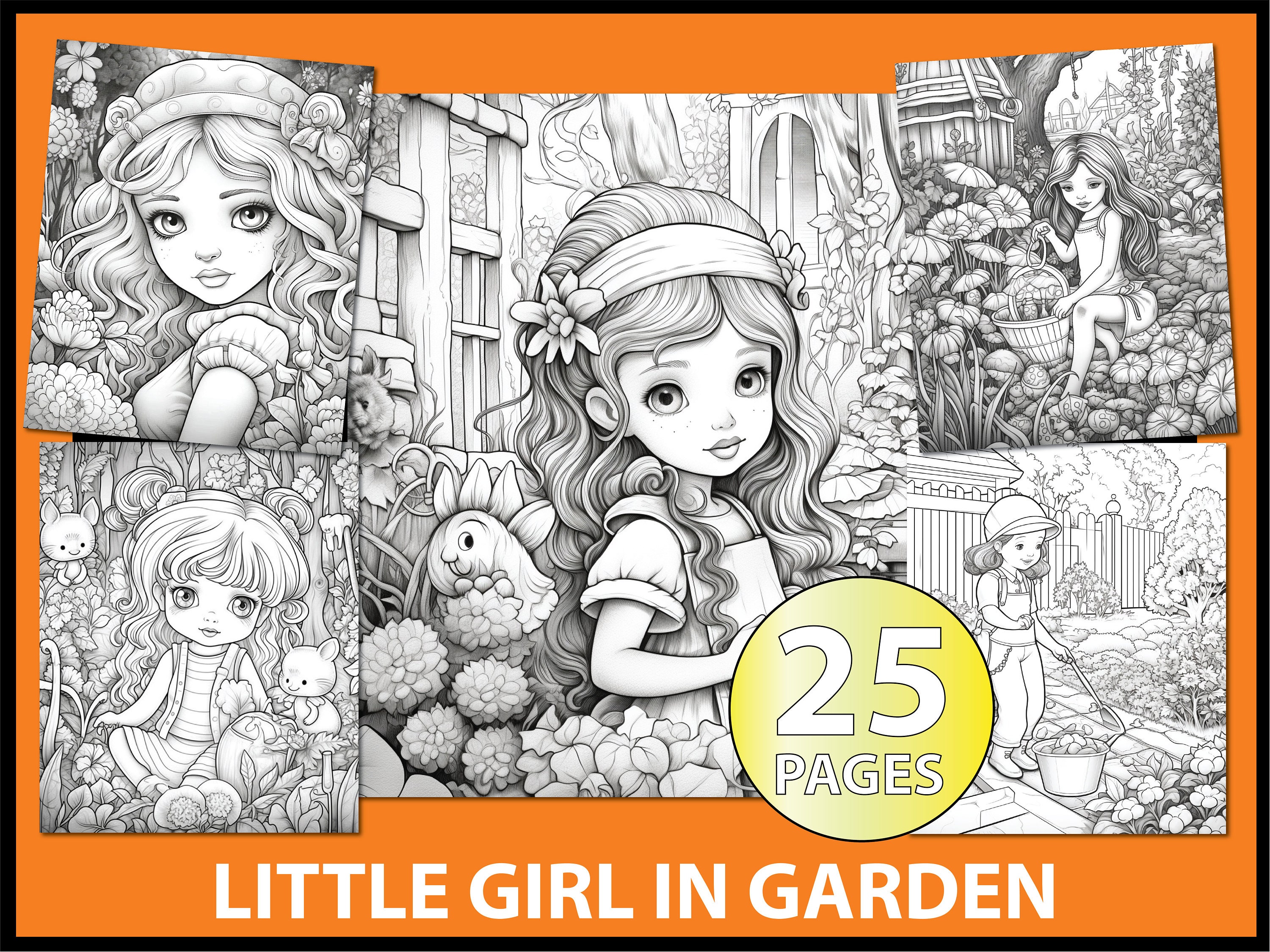 Whimsical Moments little Girl in the Garden 25 Pages Garden Fantasy ...