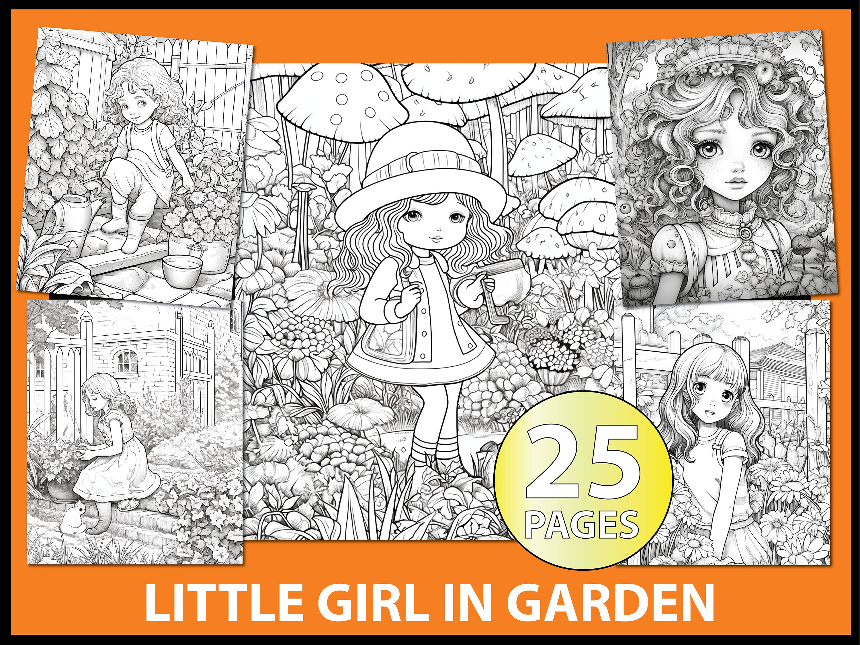Whimsical Moments little Girl in the Garden 25 Pages Garden Fantasy ...