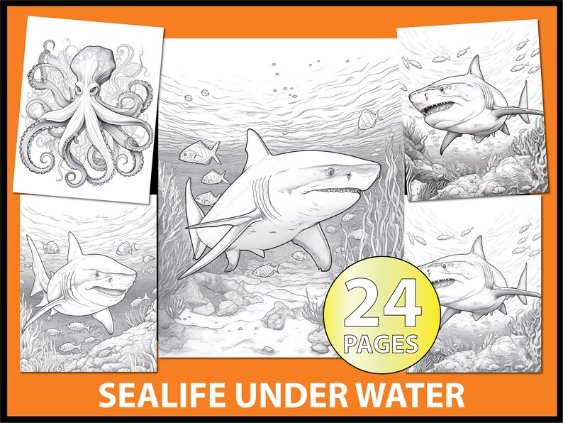 Underwater Sealife Coloring Page for Adults - Coloring Book - Fish ...