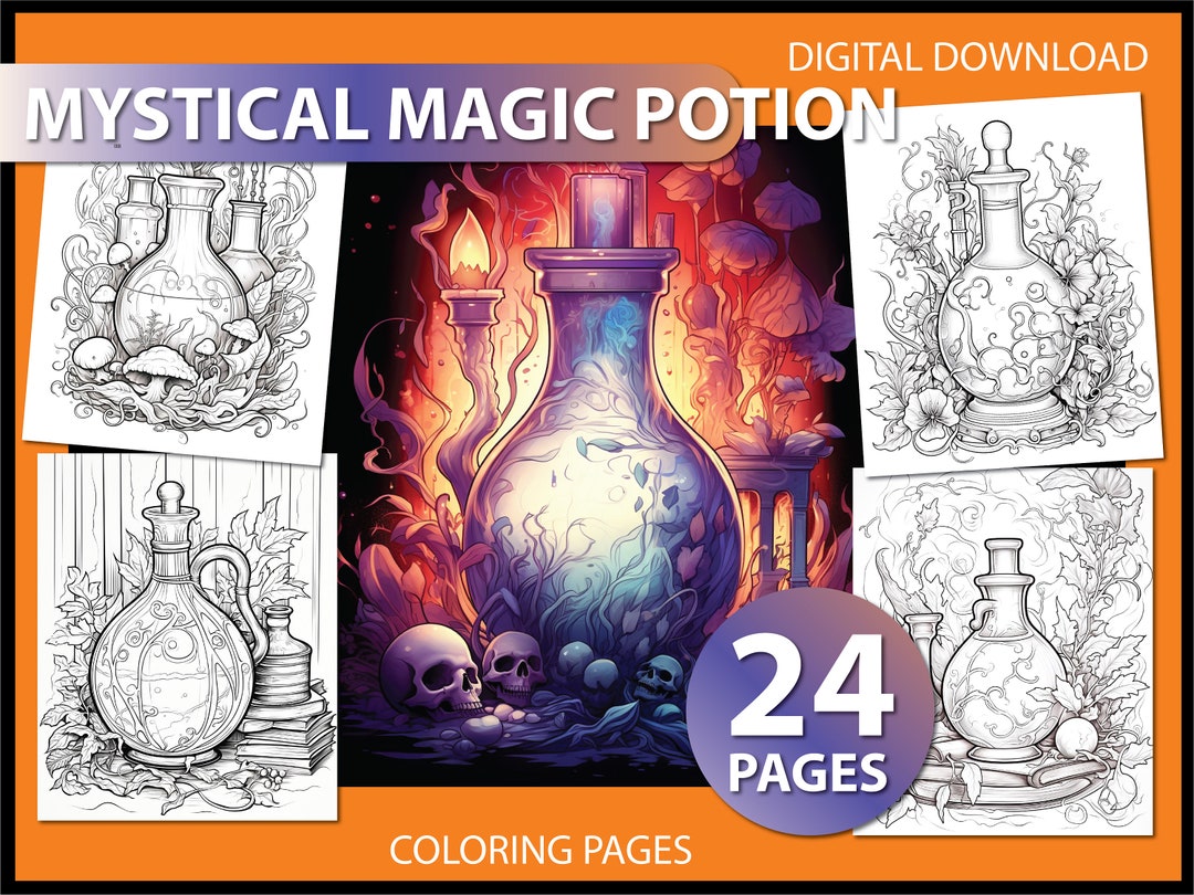 Mystical Magic Potion: Adult Coloring Page - Potion Coloring Pages ...