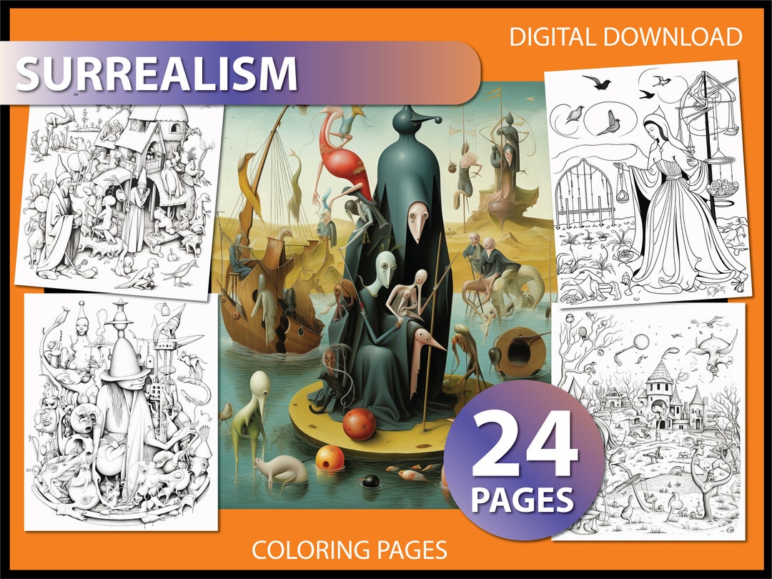 Mystical Visions - Bosch-inspired Surreal Coloring Page - Coloring Page ...