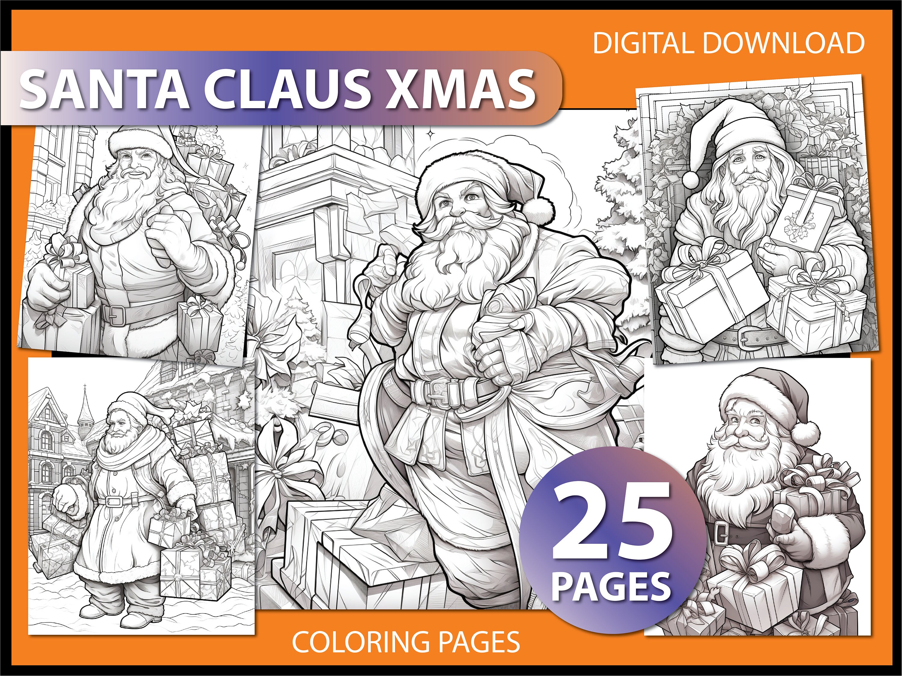 Majestic Santa: Adult Coloring Page Santa Claus Coloring Page Adult ...
