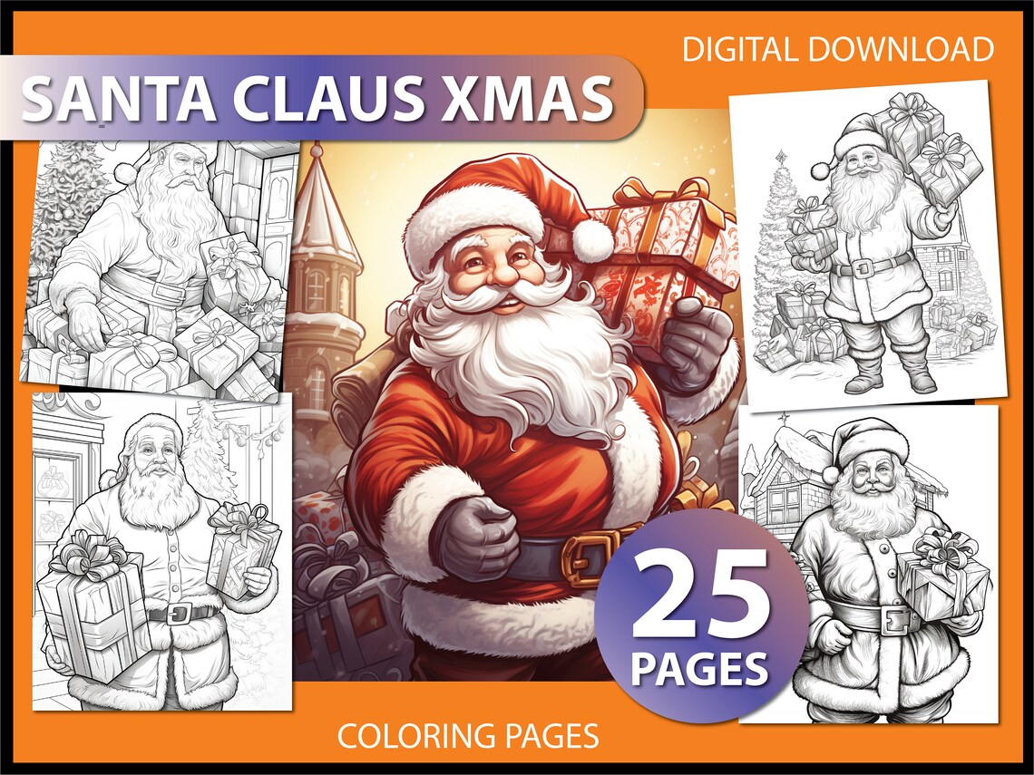 Majestic Santa: Adult Coloring Page Santa Claus Coloring Page Adult ...