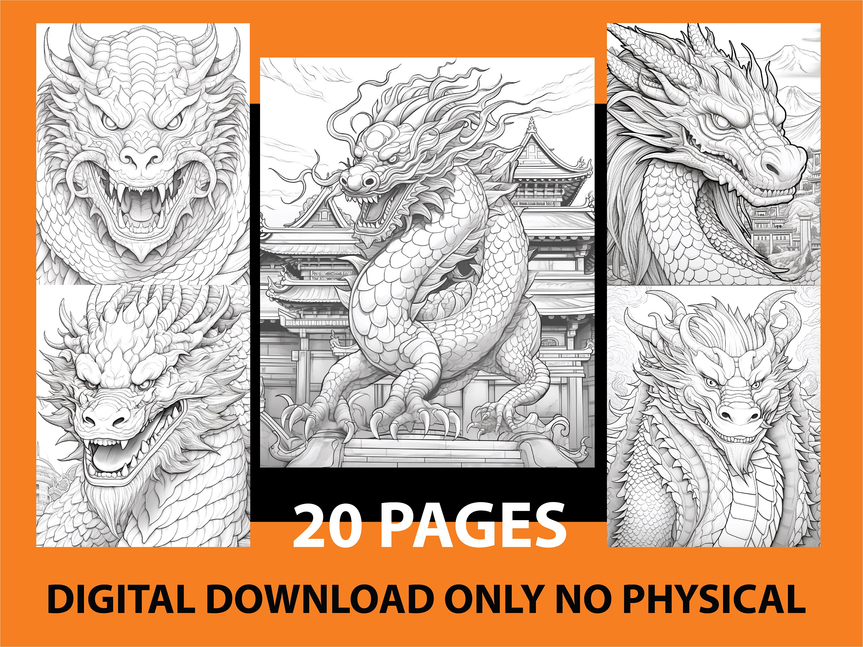 Asian Dragon Coloring Page for Adults Dragon Coloring Page Coloring ...