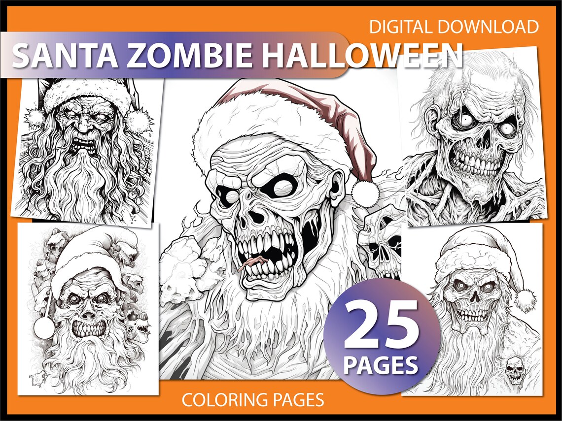 Zombified Santa: Christmas Coloring Page for Adults - Coloring Page ...