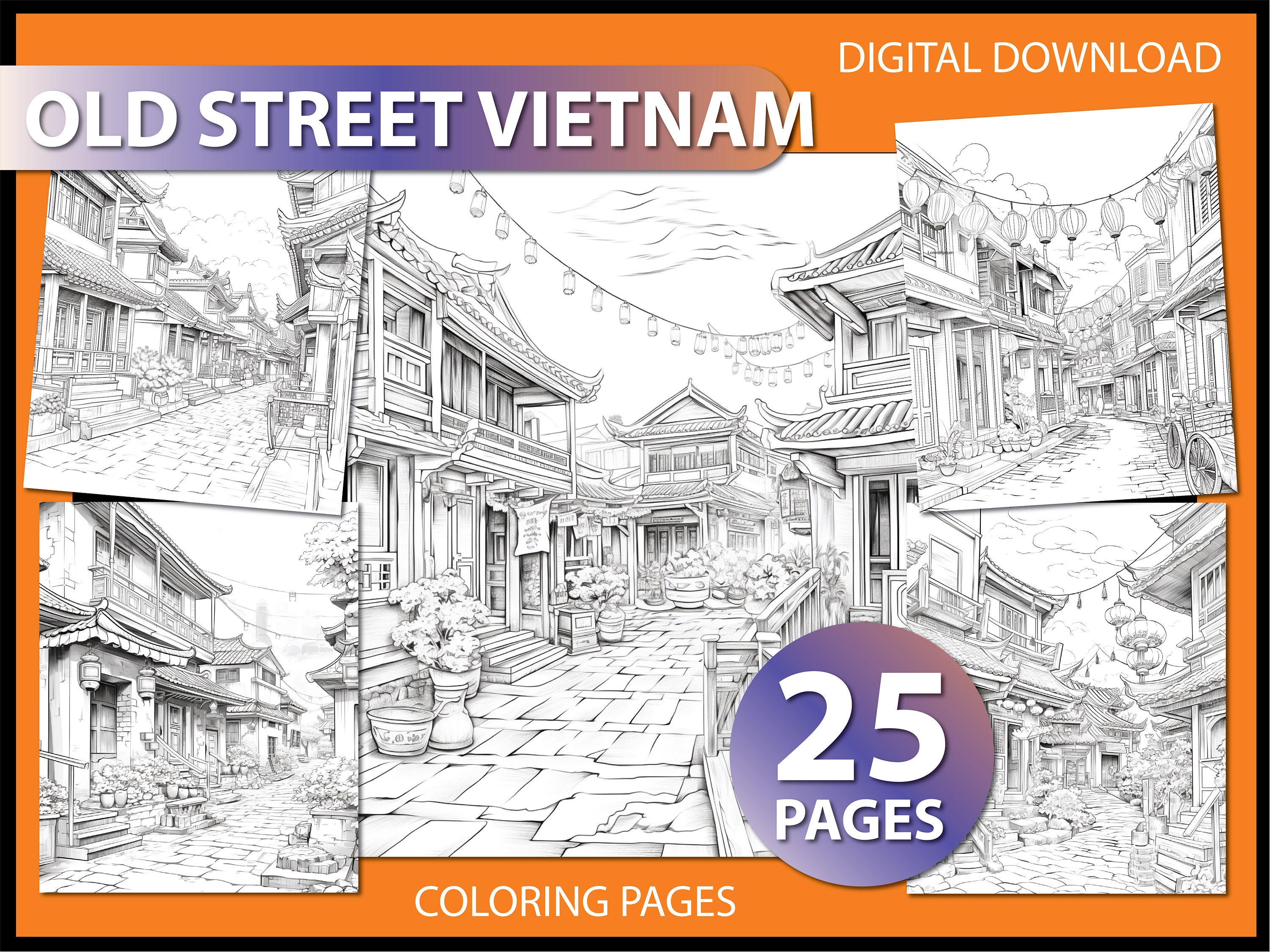 Nostalgic Charm: Old Town Coloring Pages for Adult Coloring Page for ...