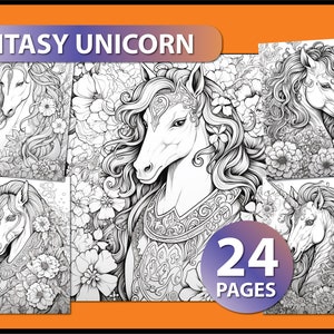 Fantasy Unicorn Coloring Pages for Adults Rainbow Unicorn Lover ...