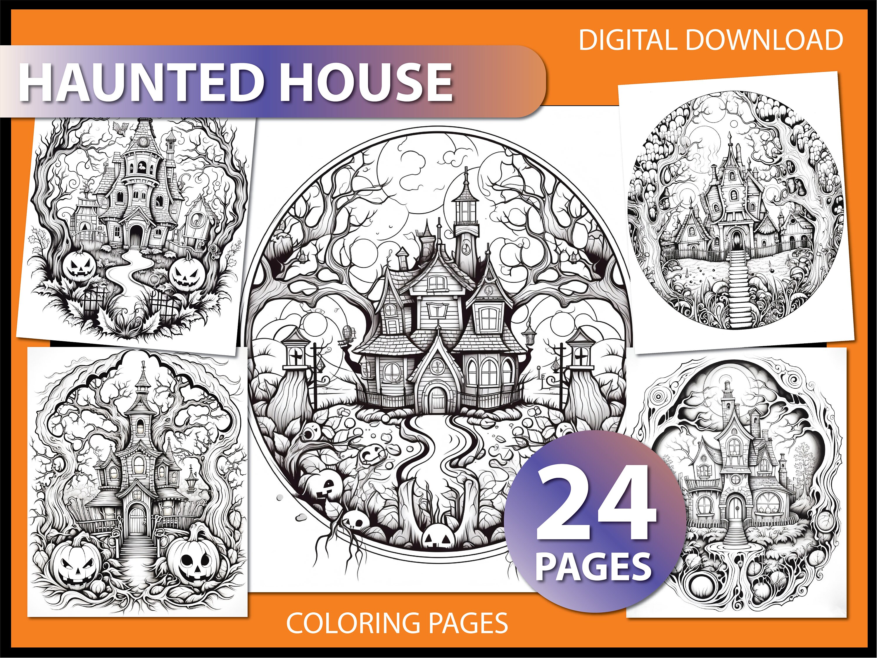 Enchanted Haunted House: Adult Coloring Page - Halloween Coloring Pages ...