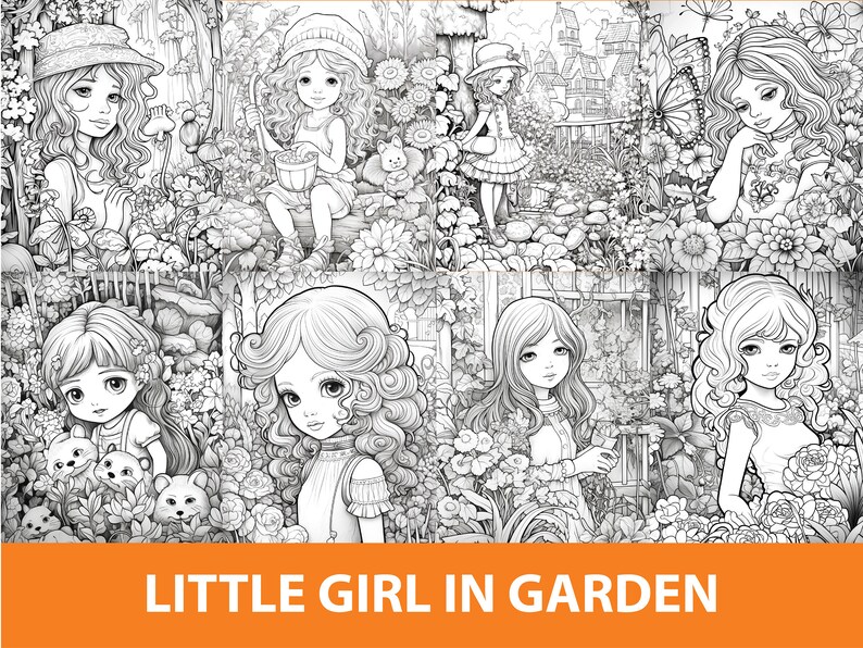 Whimsical Moments little Girl in the Garden 25 Pages Garden Fantasy ...