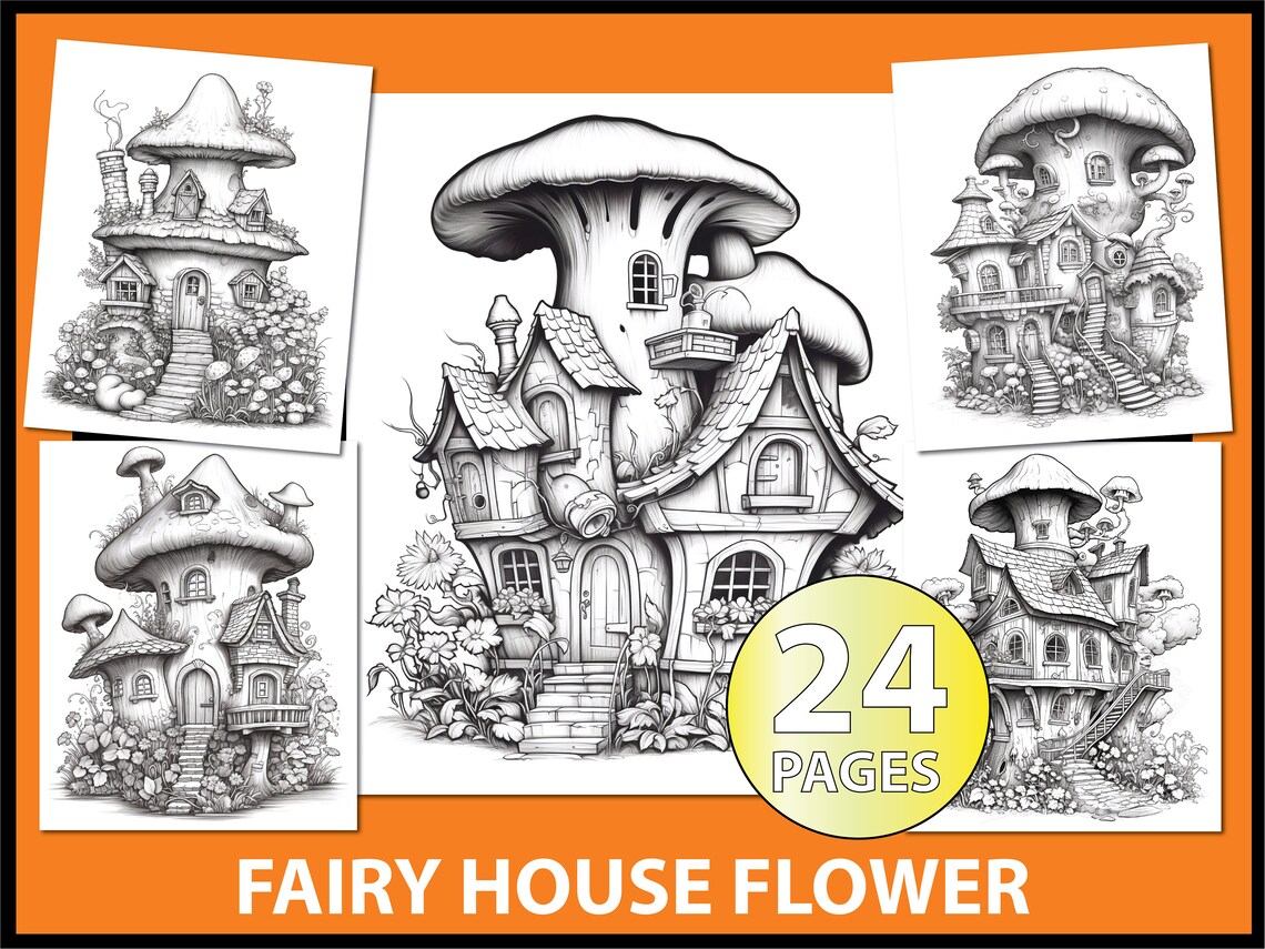 Fairy House Coloring Pages for Adults Fairy Garden Coloring Book Fairy ...