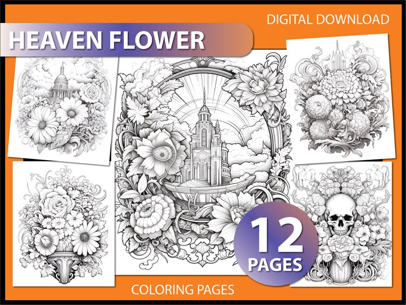 Heaven Flower Coloring Pages for Adults Heaven Coloring Page - Etsy