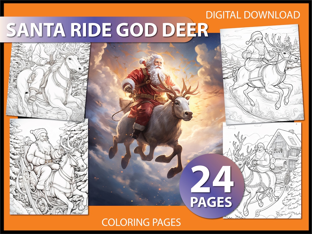 Whimsical Journey - Santa's Ride With Godly Deer Coloring Page ...
