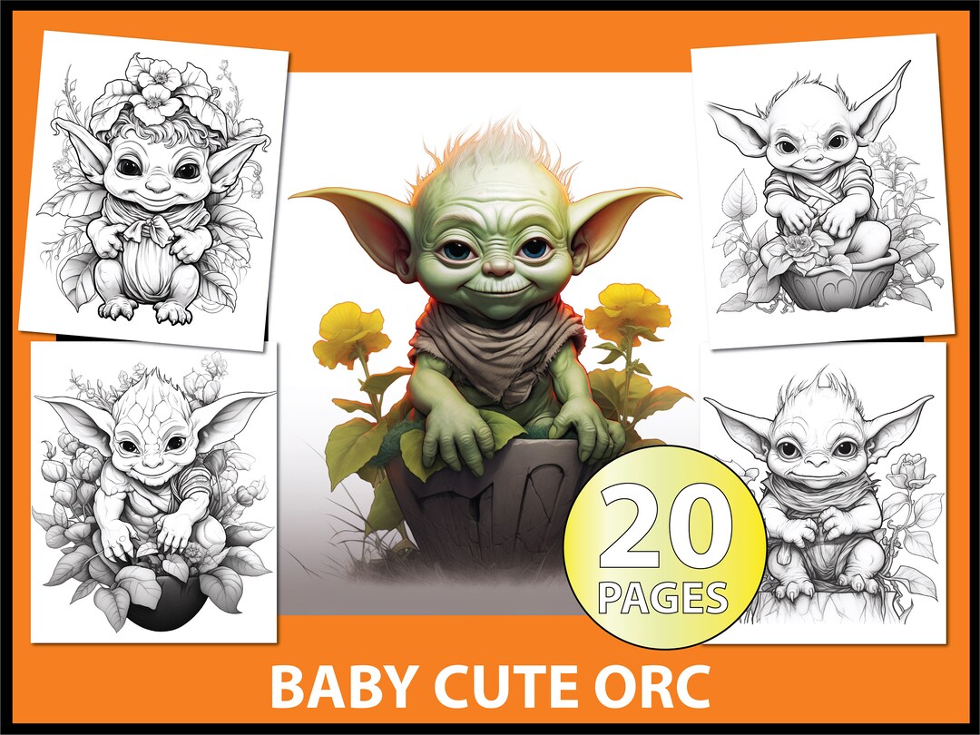 Floral Whimsy: Baby Flower Orc - Coloring Pages for Adults - Baby ...