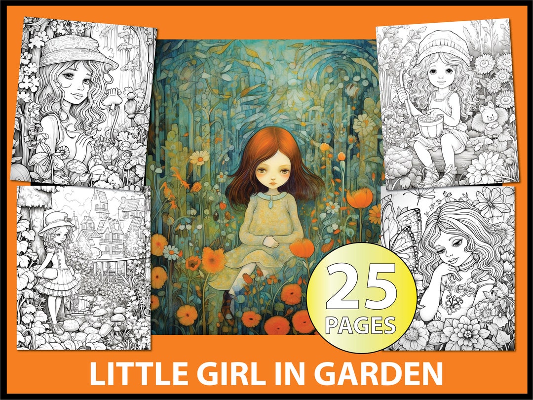 Whimsical Moments little Girl in the Garden 25 Pages Garden Fantasy ...