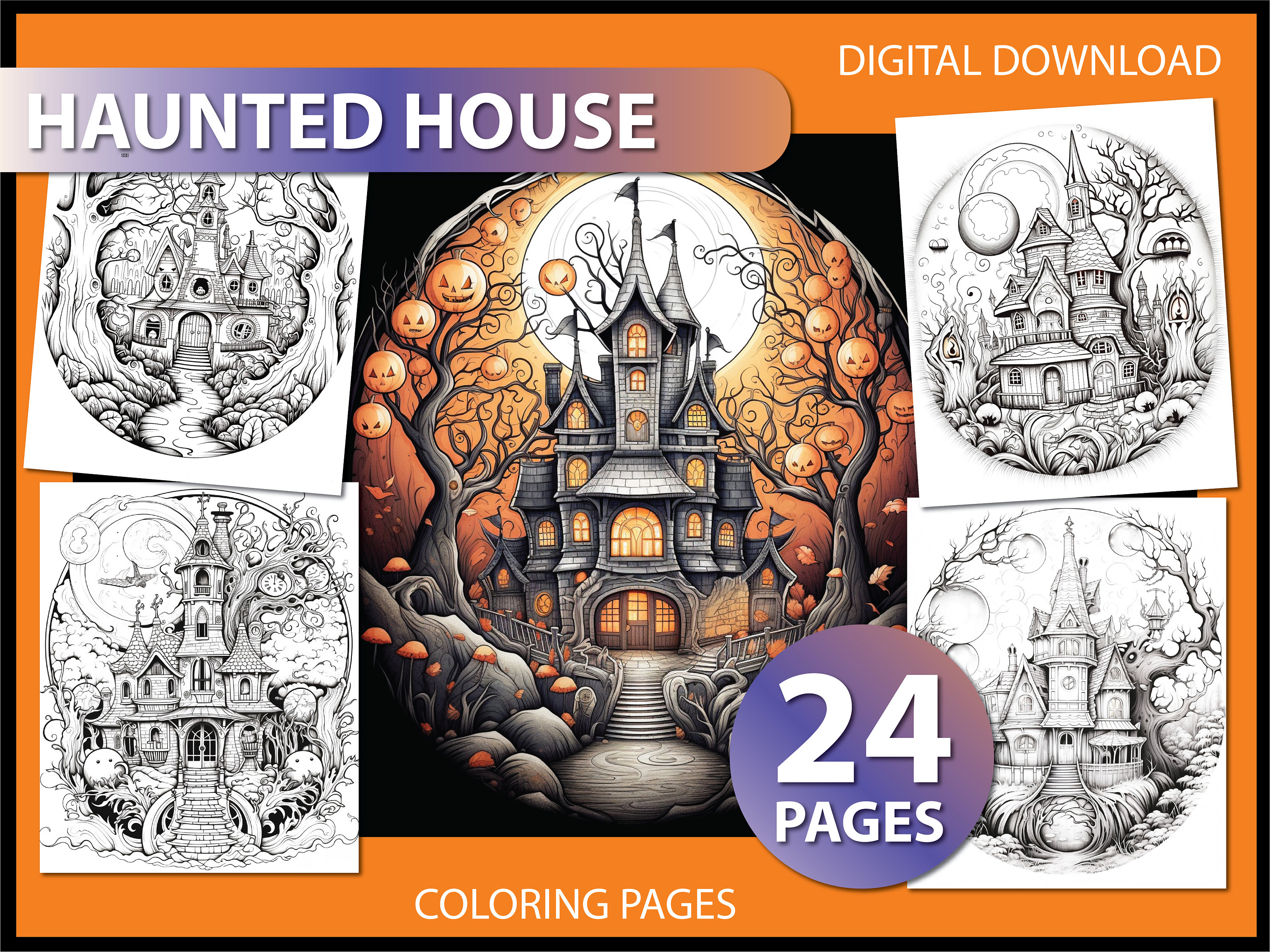 Enchanted Haunted House: Adult Coloring Page - Halloween Coloring Pages ...