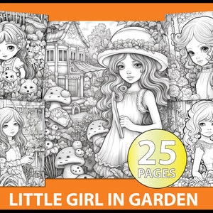 Whimsical Moments little Girl in the Garden 25 Pages Garden Fantasy ...