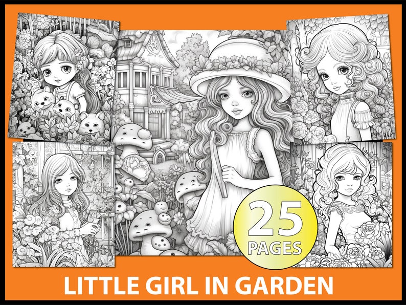 Whimsical Moments little Girl in the Garden 25 Pages Garden Fantasy ...