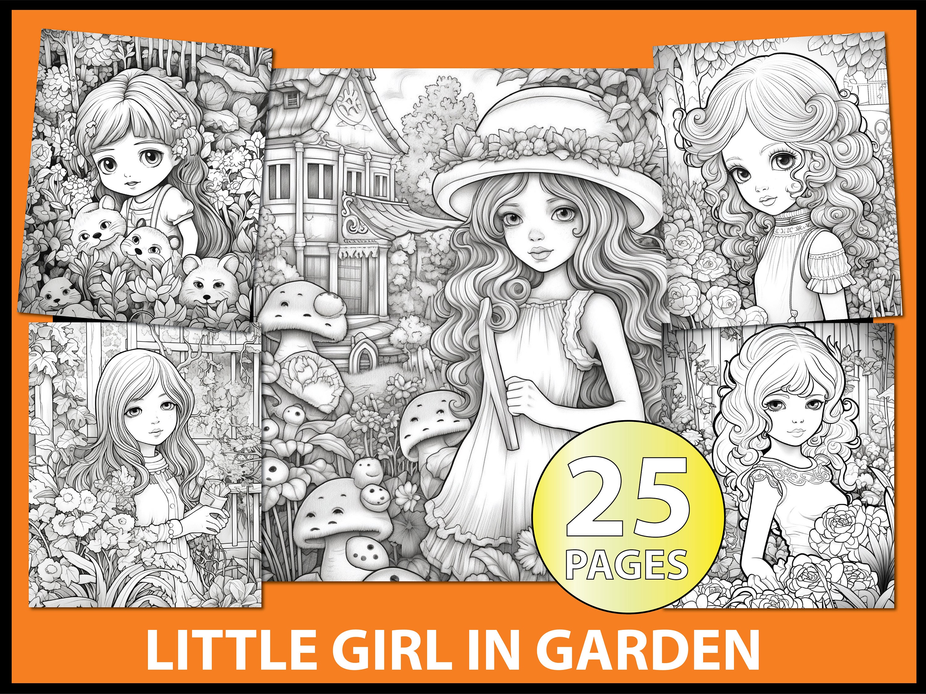 Whimsical Moments little Girl in the Garden 25 Pages Garden Fantasy ...