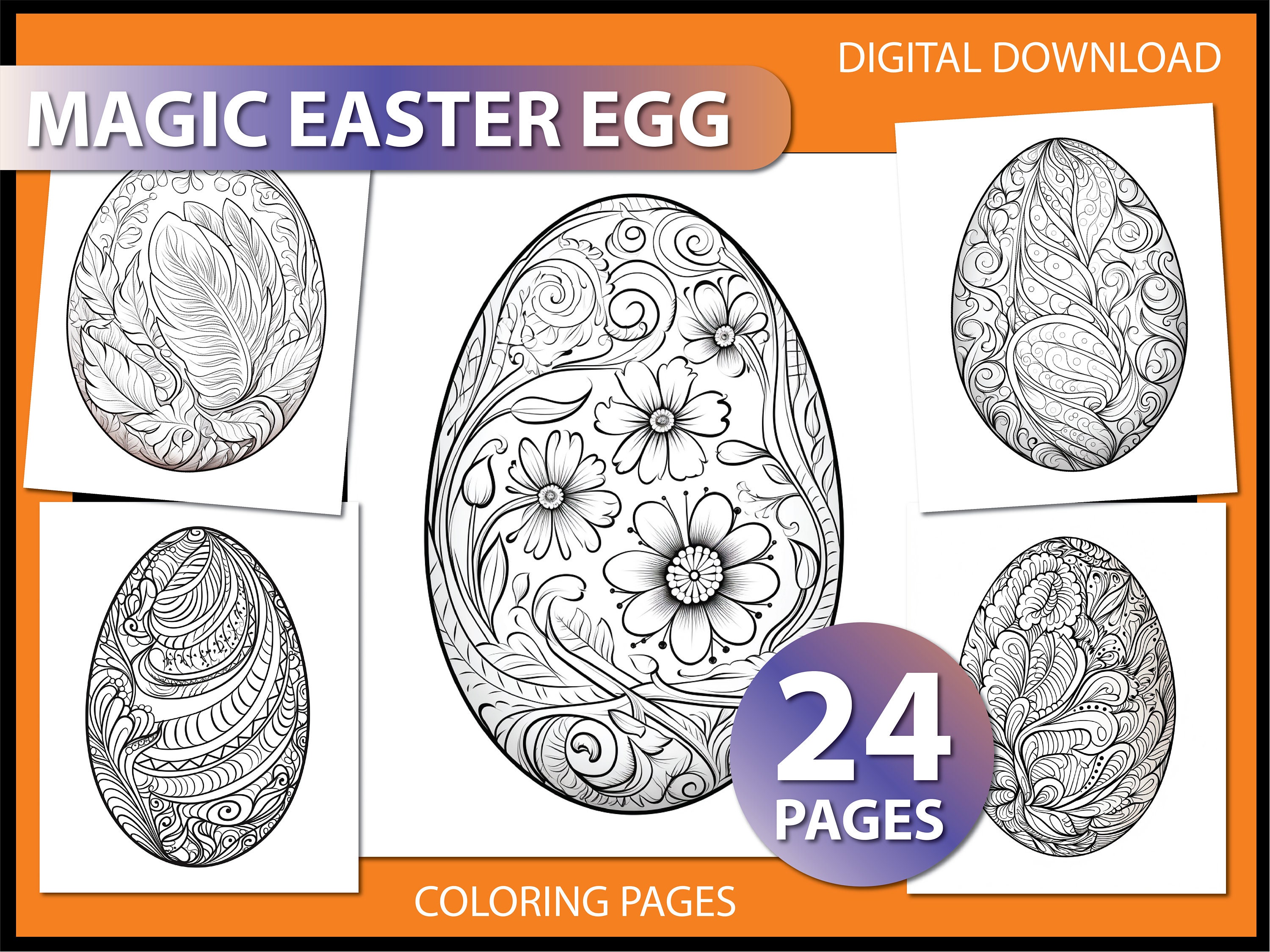 Magic Easter Eggs : Adult Coloring Page Coloring Pages for Adult Easter Egg Coloring Pages ...