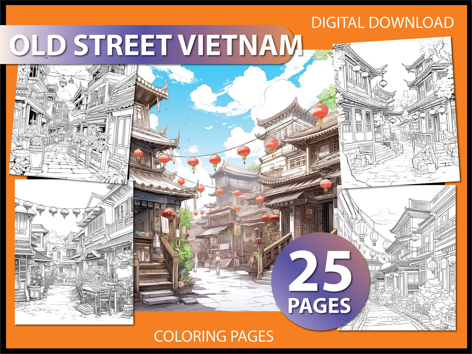 Nostalgic Charm: Old Town Coloring Pages for Adult - Coloring Page for ...