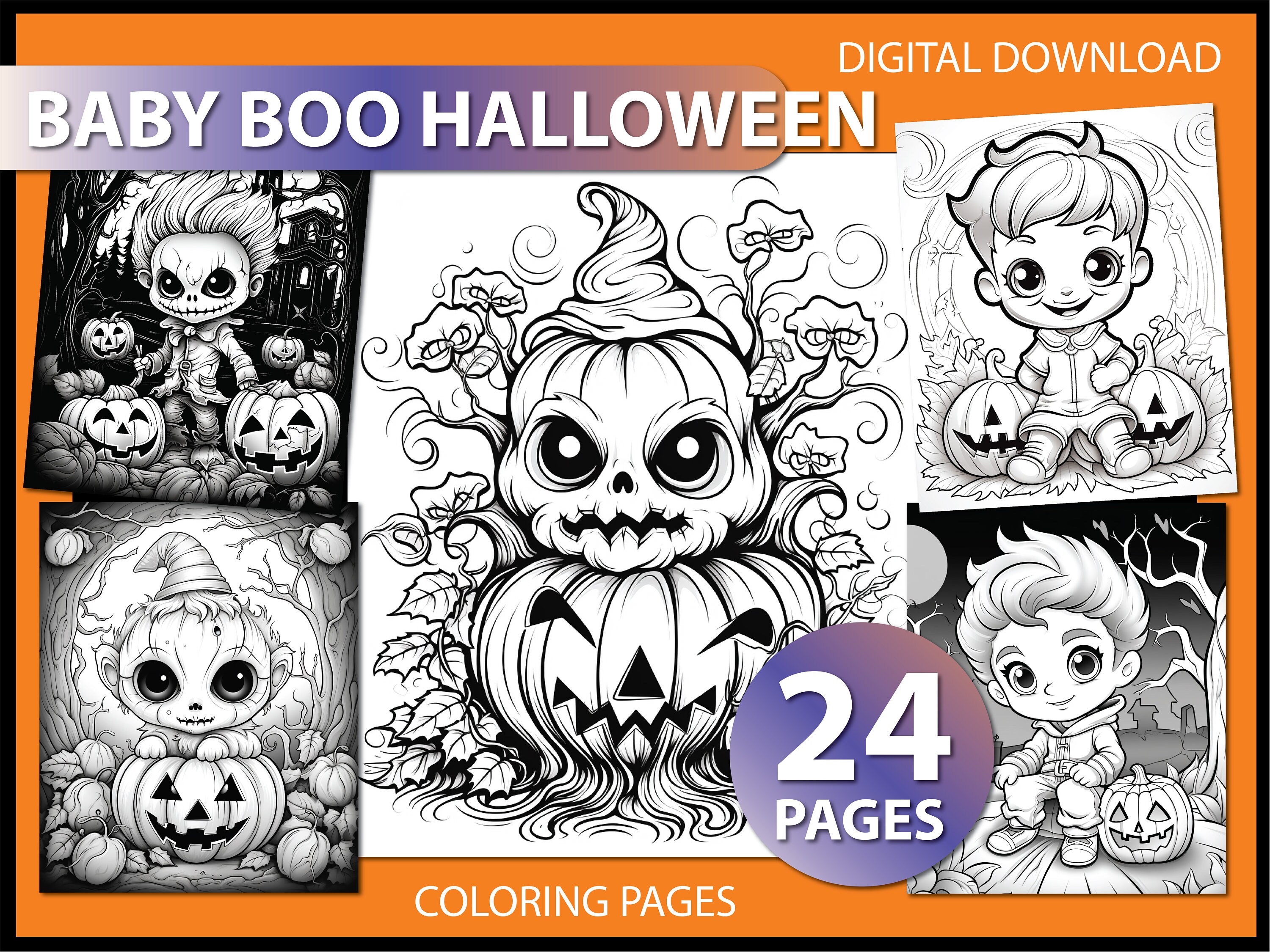 Baby Boo Halloween: Adult Coloring Page Coloring Pages for - Etsy